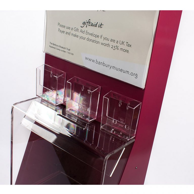 Tall Steel Donation Box with Clear Acrylic Front
