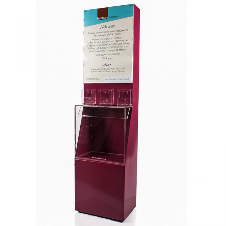 Tall Steel Donation Box with Clear Acrylic Front
