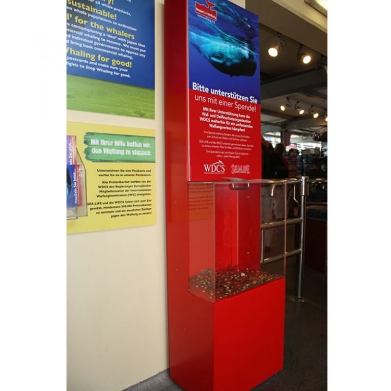 Tall Steel Donation Box with Clear Acrylic Front
